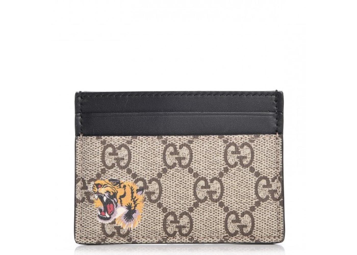Gucci Card Case Monogram GG Tiger Print Black/Beige | GUCCI - 슈프라이즈