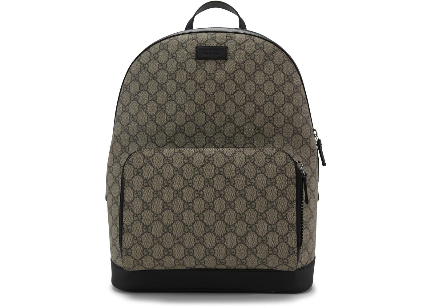 Gucci GG Supreme Backpack Front Zipper Pocket Beige/Black | GUCCI - 슈프라이즈