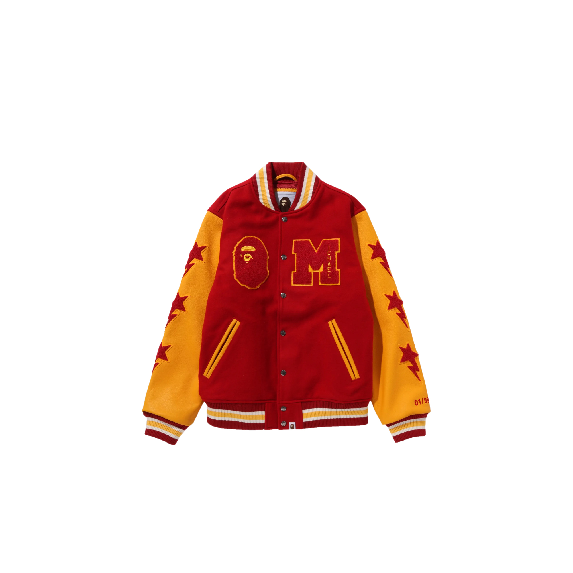 마이클 잭슨 x 베이프 바시티 자켓 레드 | BAPE - 슈프라이즈