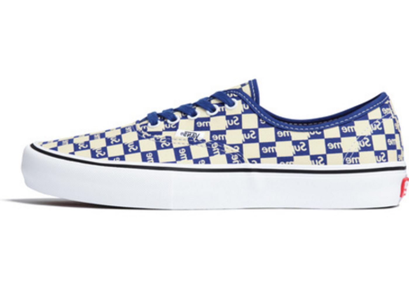 Vans Authentic Supreme Blue Checker Logo | VANS - 슈프라이즈