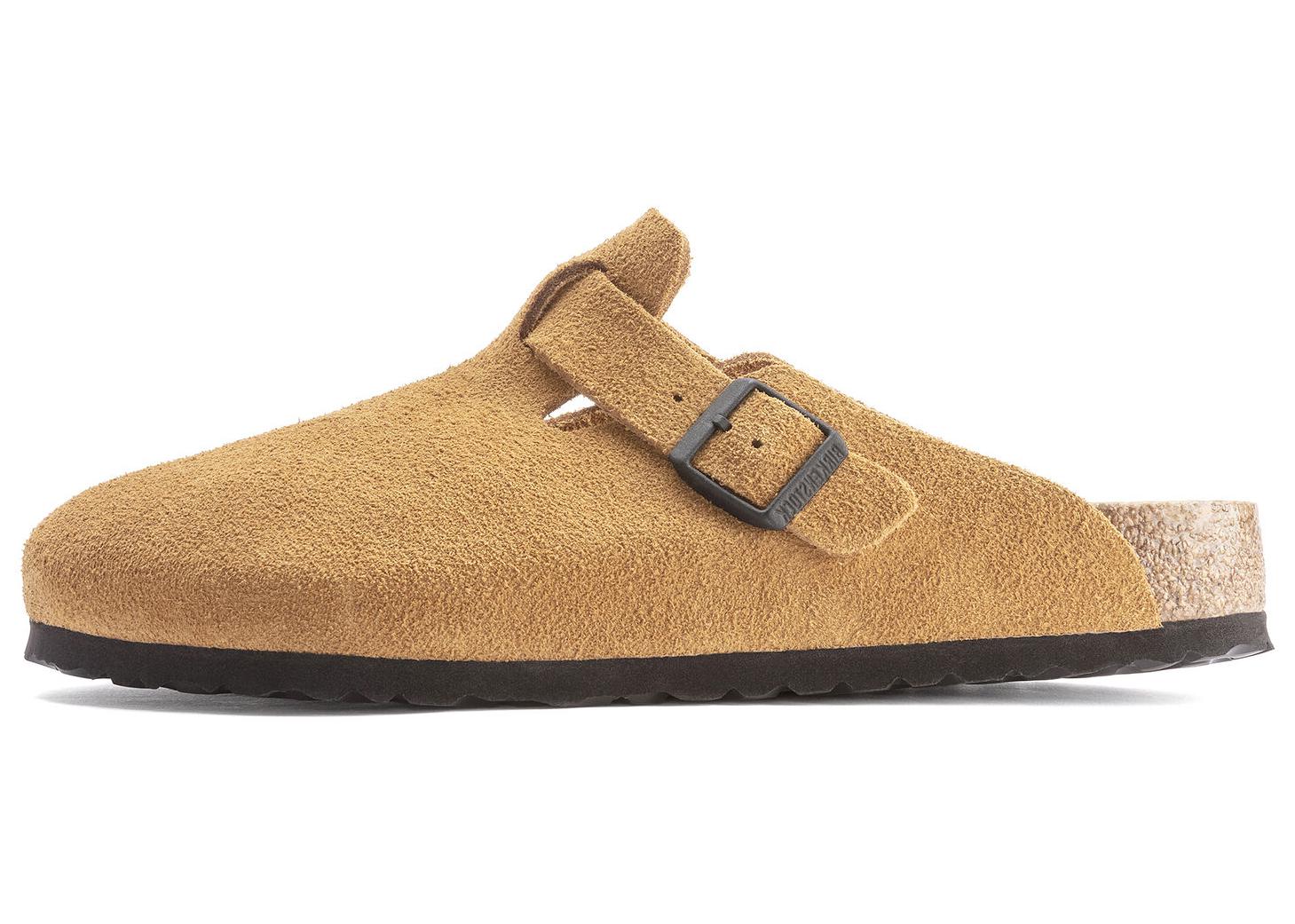 Birkenstock Boston Suede Cork Brown Pattern Footbed 1023465 ...