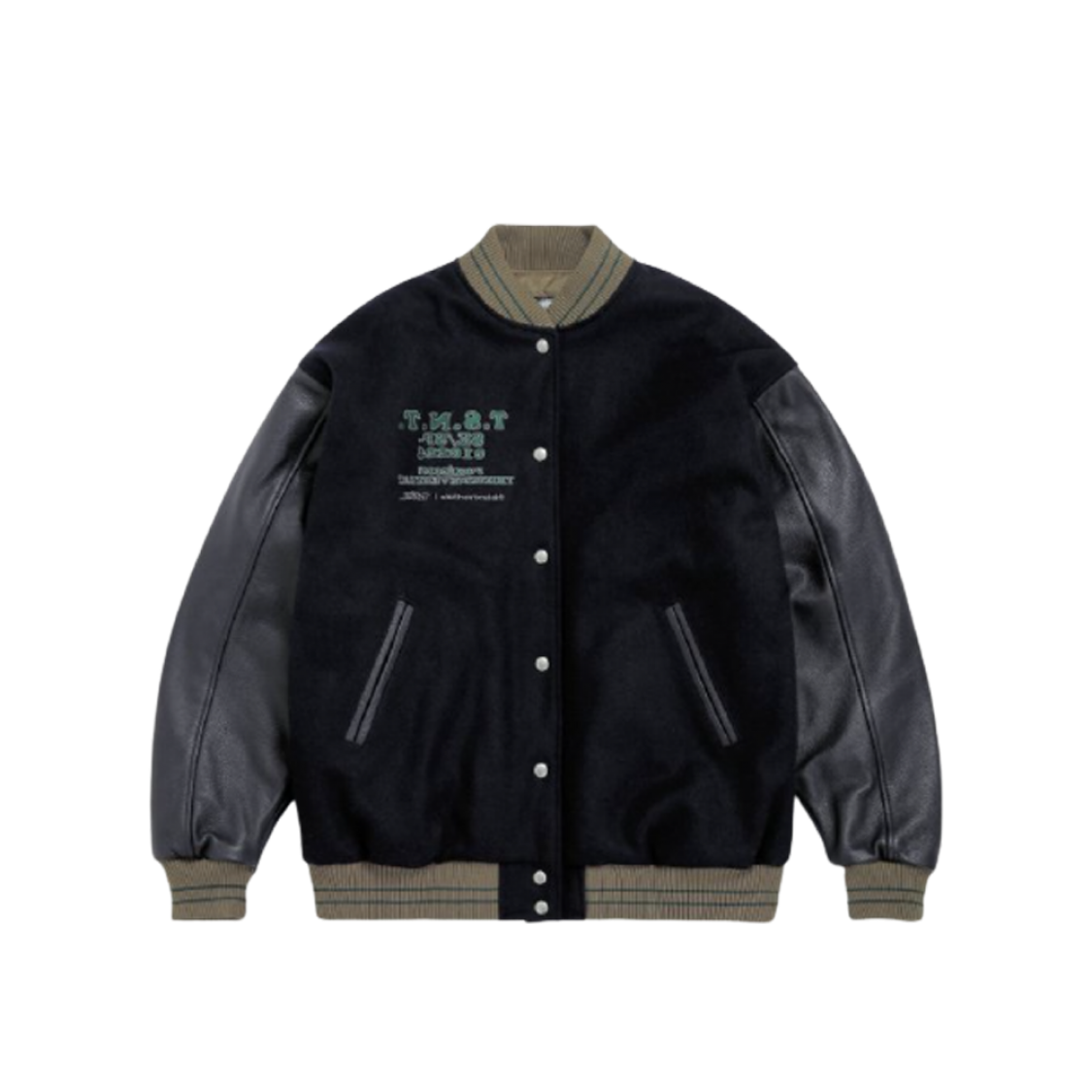 디스이즈네버댓 X 포켓몬스터 리자몽 바시티 재킷 네이비 올리브 1691662 | THISISNEVERTHAT - 슈프라이즈