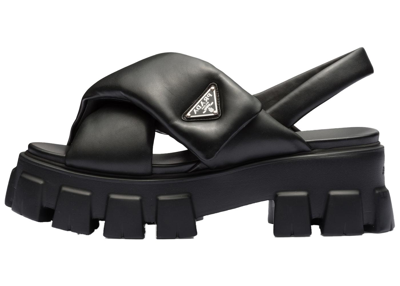 Prada Monolith Padded 55mm Sandals Black Nappa Leather 1X123N_2DL8 ...