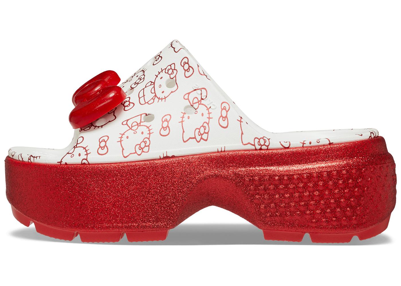 Crocs Stomp Slide Hello Kitty 50th Anniversary Red Glitter 209815-100 ...
