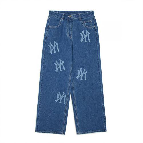 여성 멀티 메가로고 와이드 데님팬츠 NY (Indigo) 3FDPB0334-50INS | MLB - 슈프라이즈