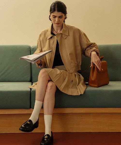 Button up bizo blouson_Beige