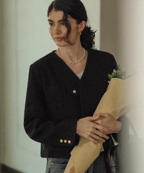 Bizo point tweed jacket_Black