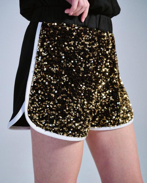 SEQUIN SHORTS_GOLD WHITE