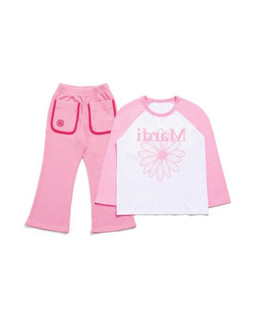 KIDS SETUP TSHIRT RAGLAN FLOWERMARDI_PINK PINK