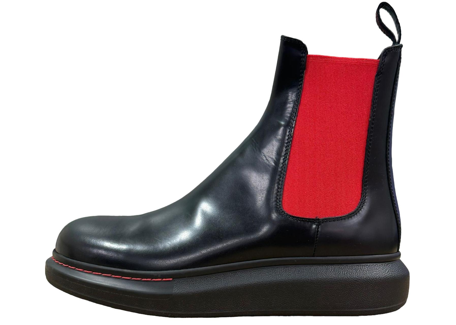 Alexander McQueen Hybrid Chelsea Boot Black Red 586198WHX521066 ...