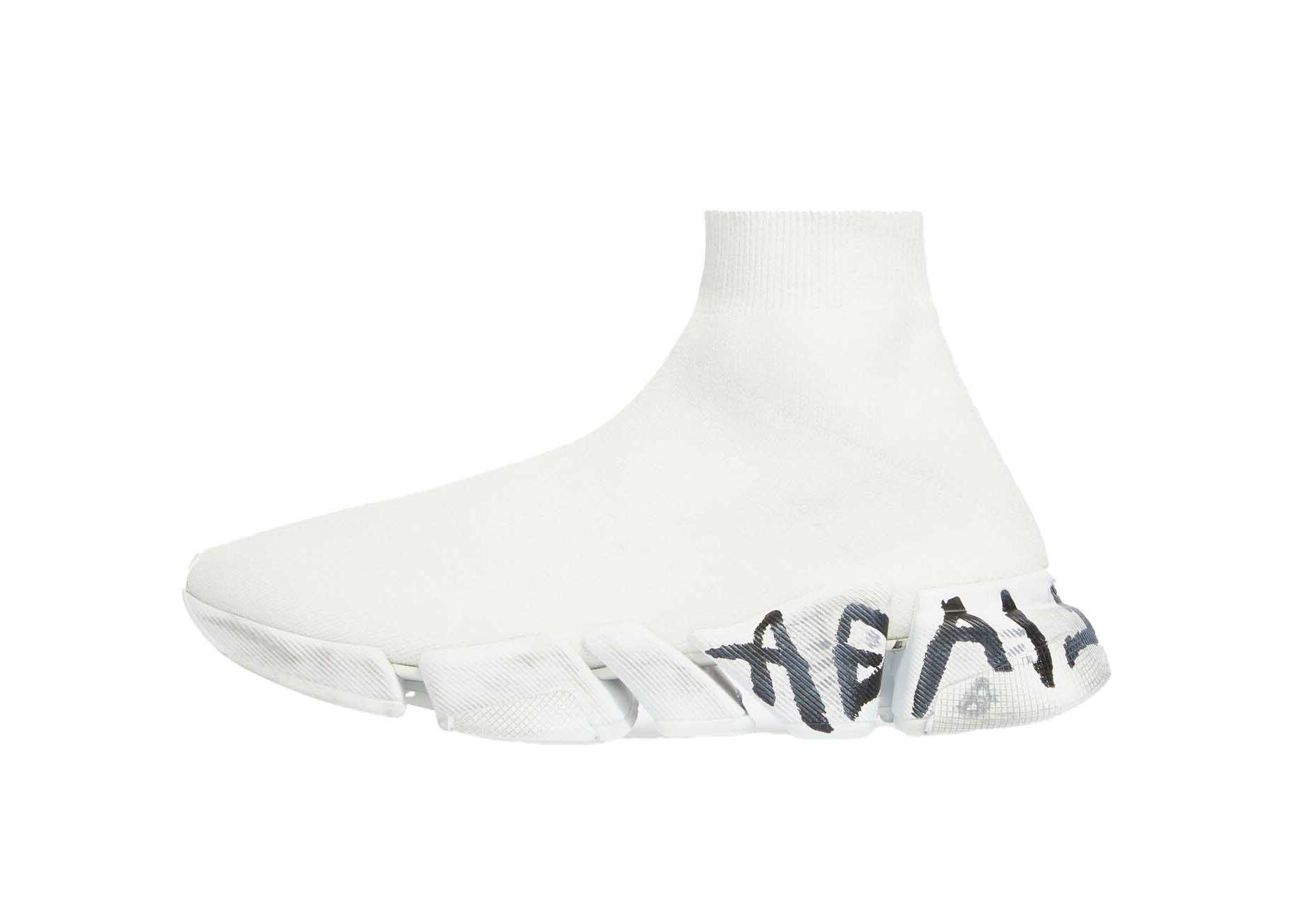 Balenciaga Speed 2.0 Graffiti Recycled Knit White (W) 617196W2DD42091 ...