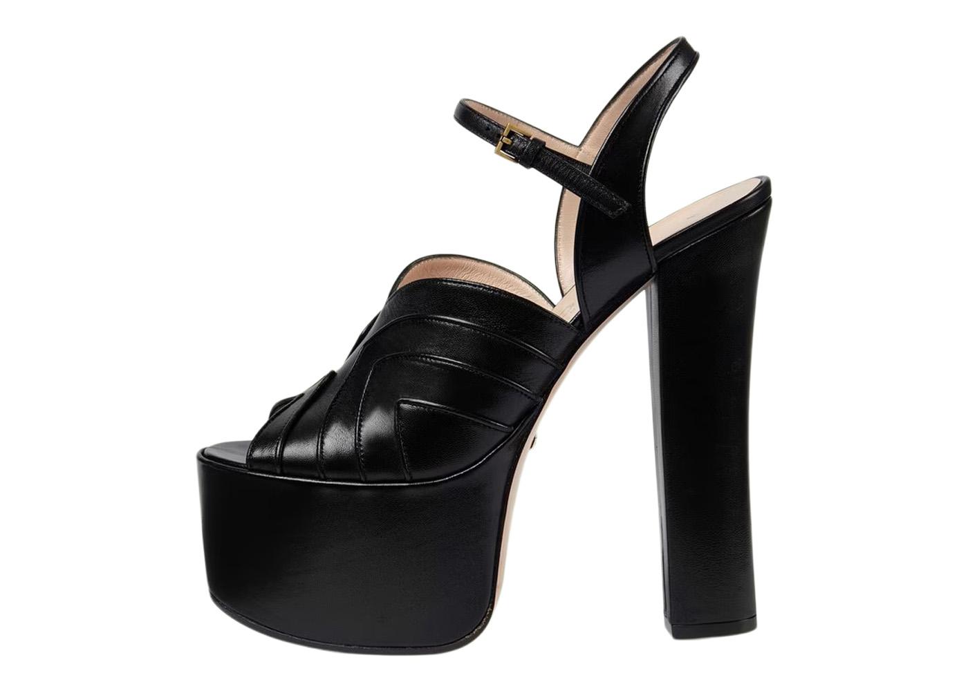 Gucci Geometric 155 mm Platform Sandal Black Leather 699424-C9D00-1000 ...