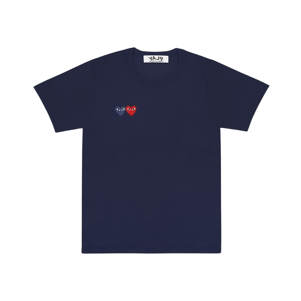 꼼데가르송 플레이 더블 하트 티셔츠 네이비 AX-T226-051-2 | CDG PLAY - 슈프라이즈
