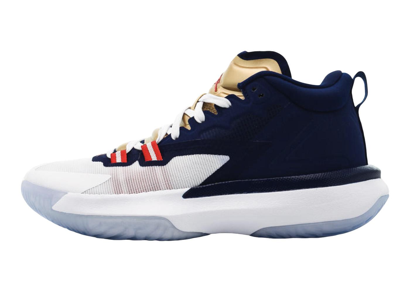 Jordan Zion 1 Blue Void White Metallic Gold University Red