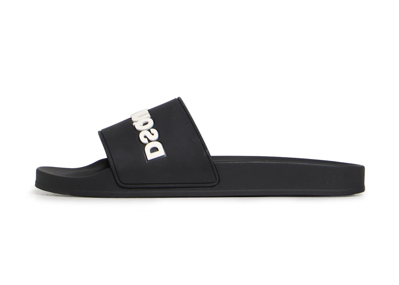 Dsquared2 Logo Pool Slides Black White Black FFM002317205013 ...