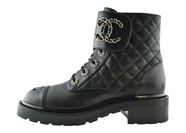 Chanel Quilted Combat Boot Black Leather