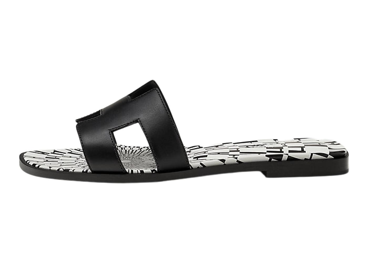 Hermes Oran Sandal Print Noir Calfskin Leather H222106Z | HERMES - 슈프라이즈