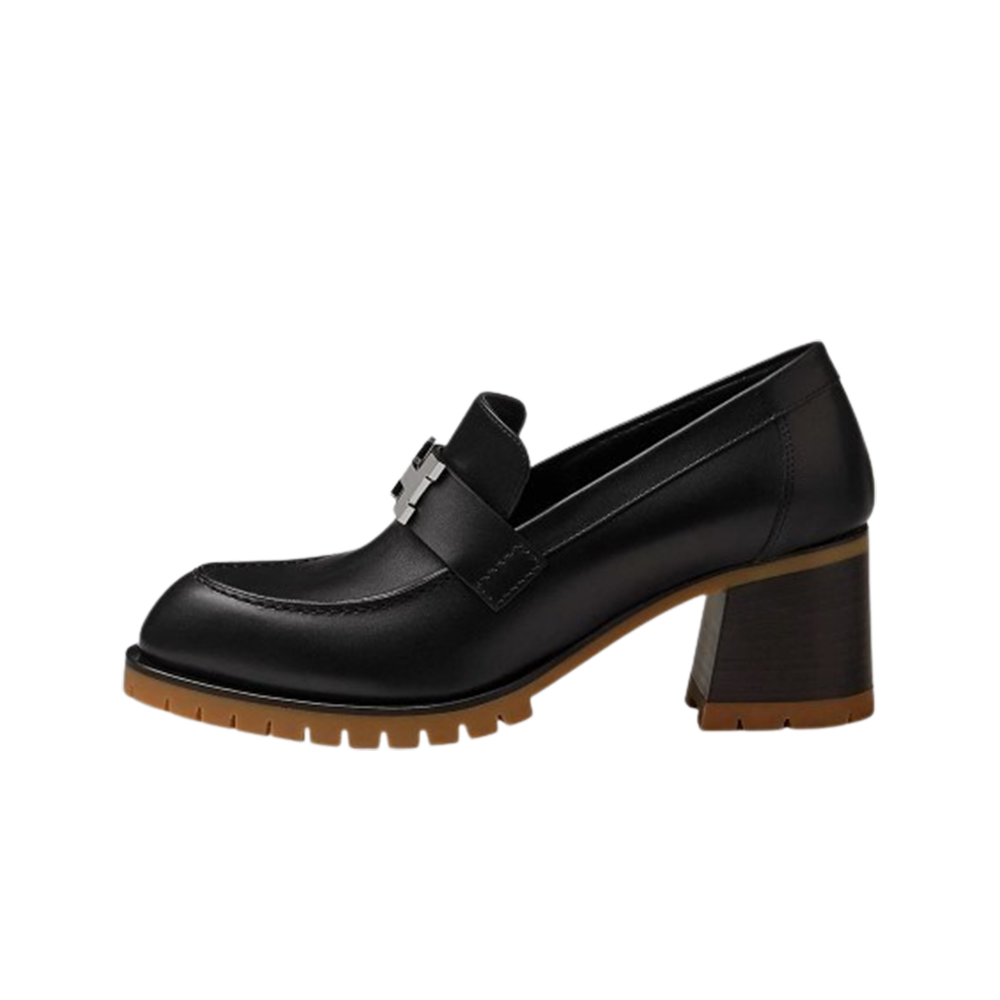 에르메스 포치 60 펌프스 카프스킨 & 팔라듐 하드웨어 느와르 (W)