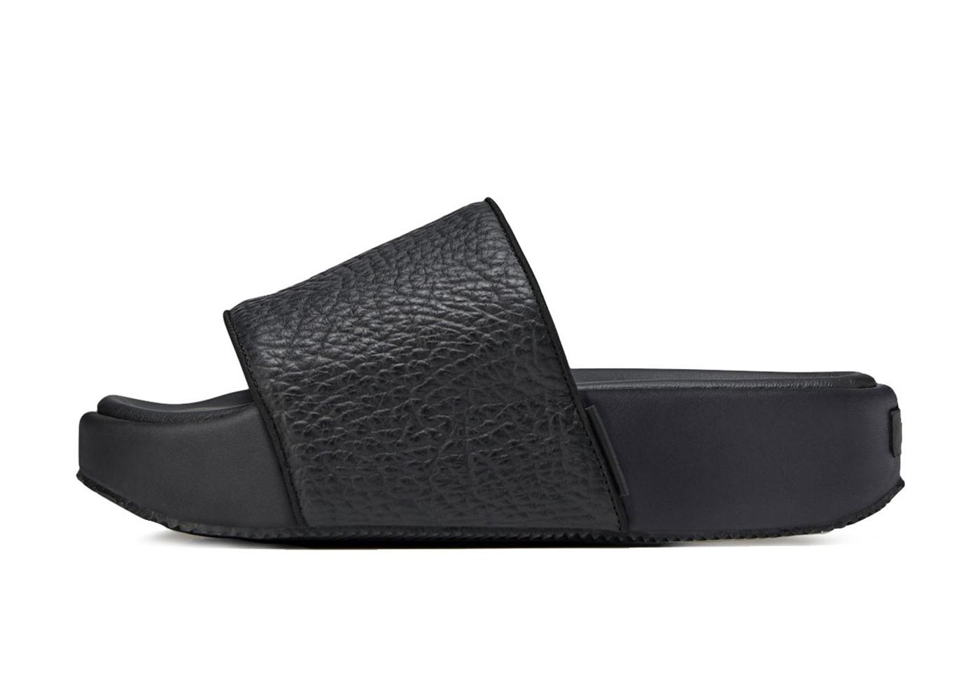 adidas Y-3 Slides Tumbled Leather Black