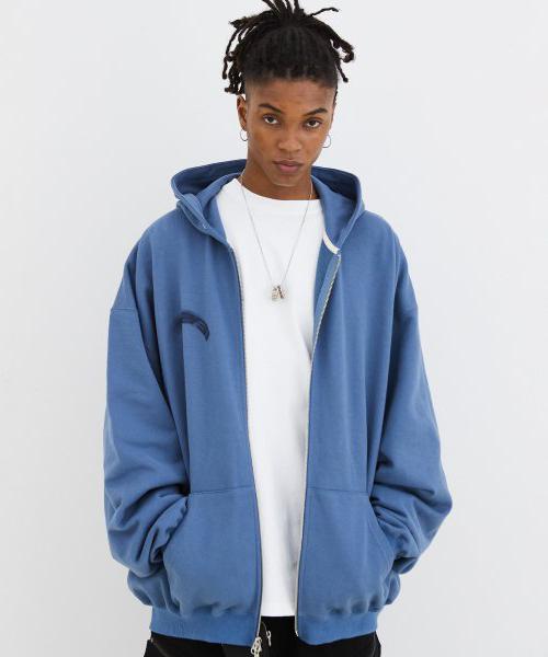 OVER MOTION LOGO HOODIE ZIP-UP Blue