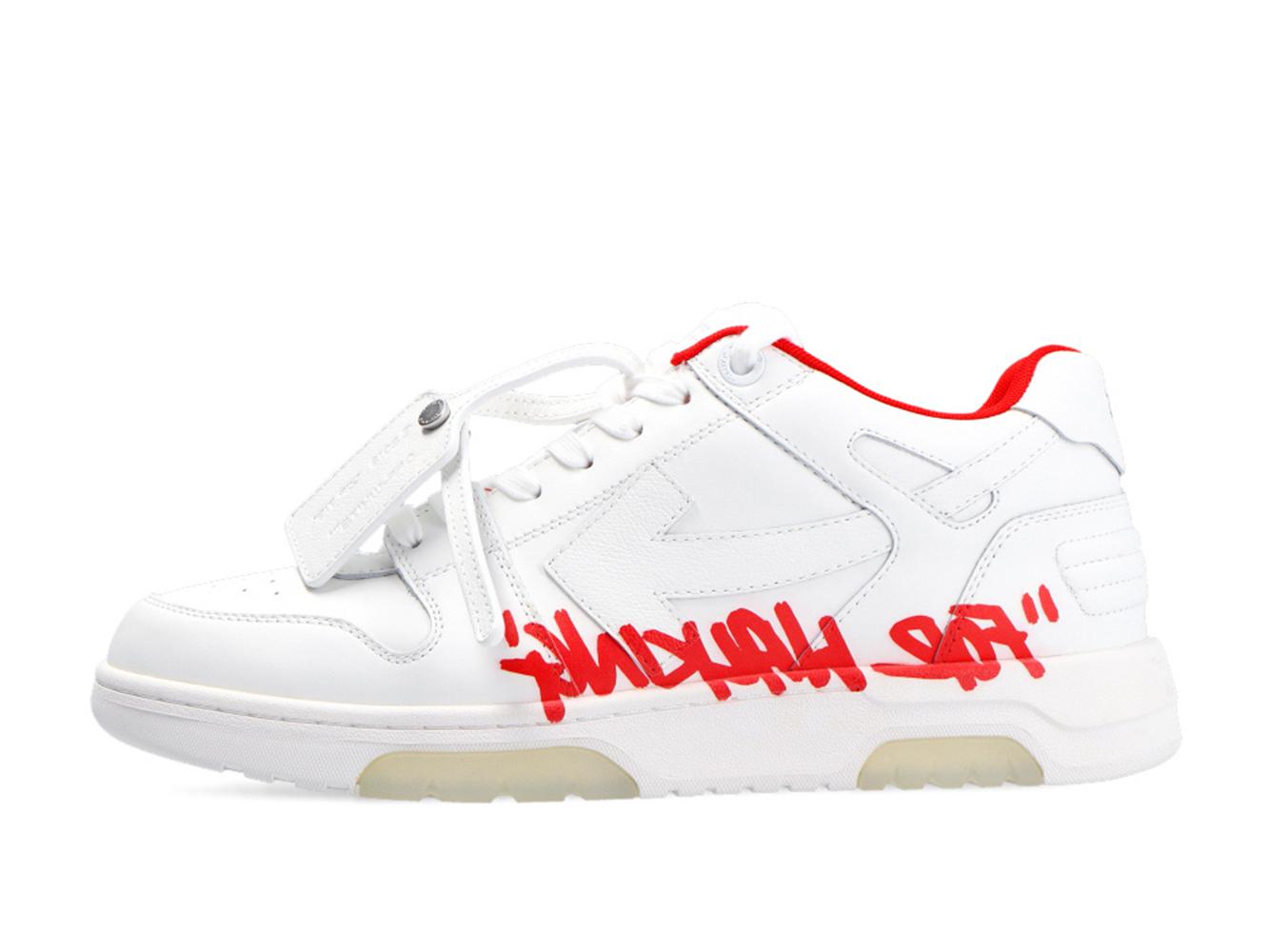 OFF-WHITE Out Of Office "OOO" Low Tops For Walking White White Red SS22 ...