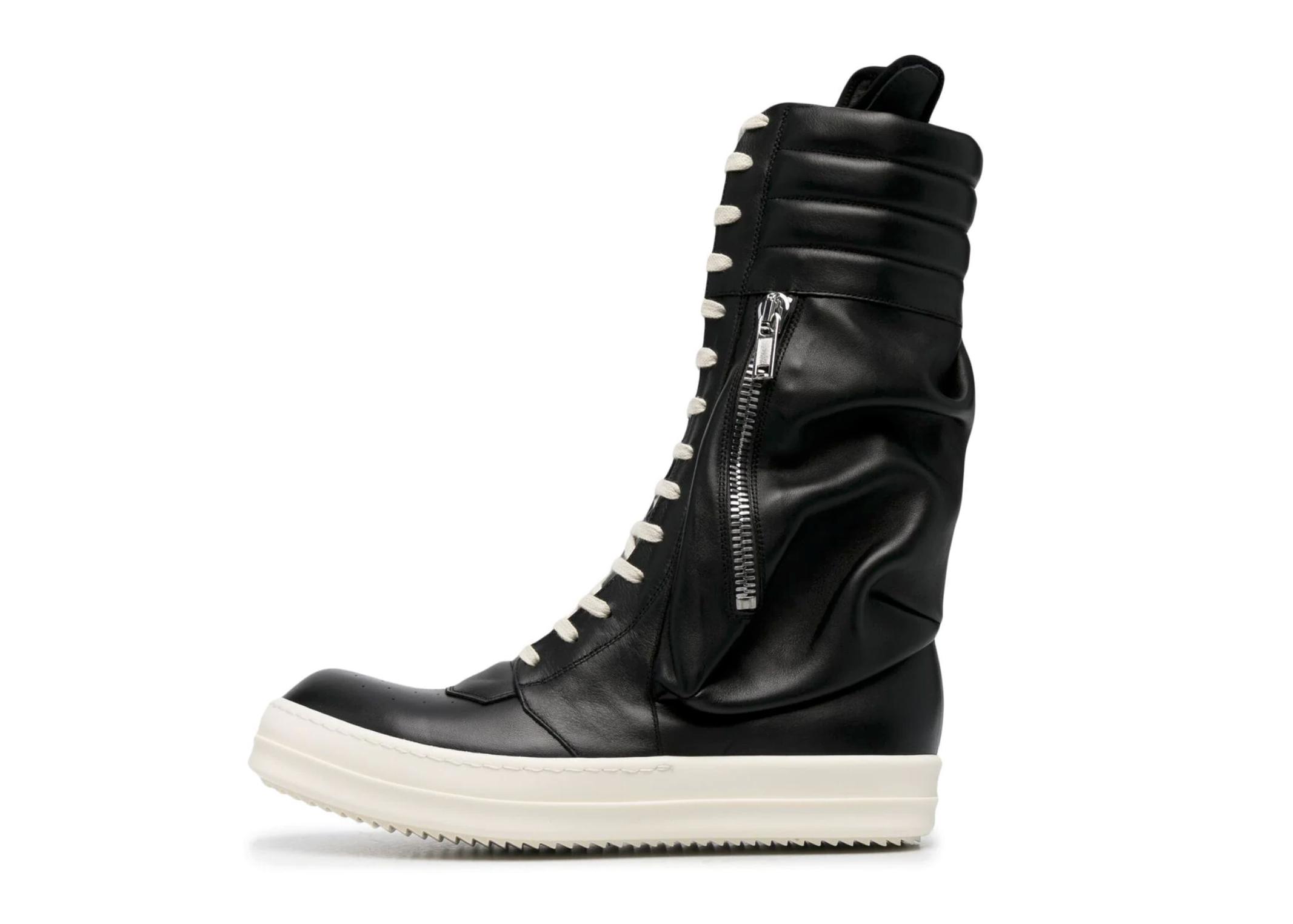 Rick Owens Cargo Basket Leather Boots Black Milk RU21S6899-LPO-911 ...