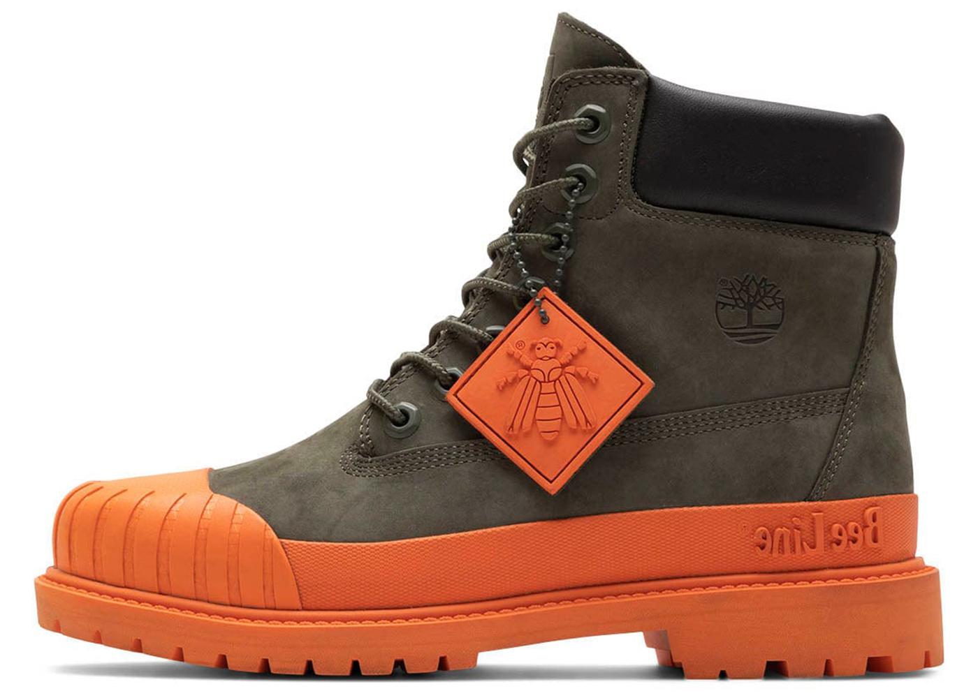 Timberland 6" Boot Premium Bee Line Rubber Toe WP Dark Green Orange (W)