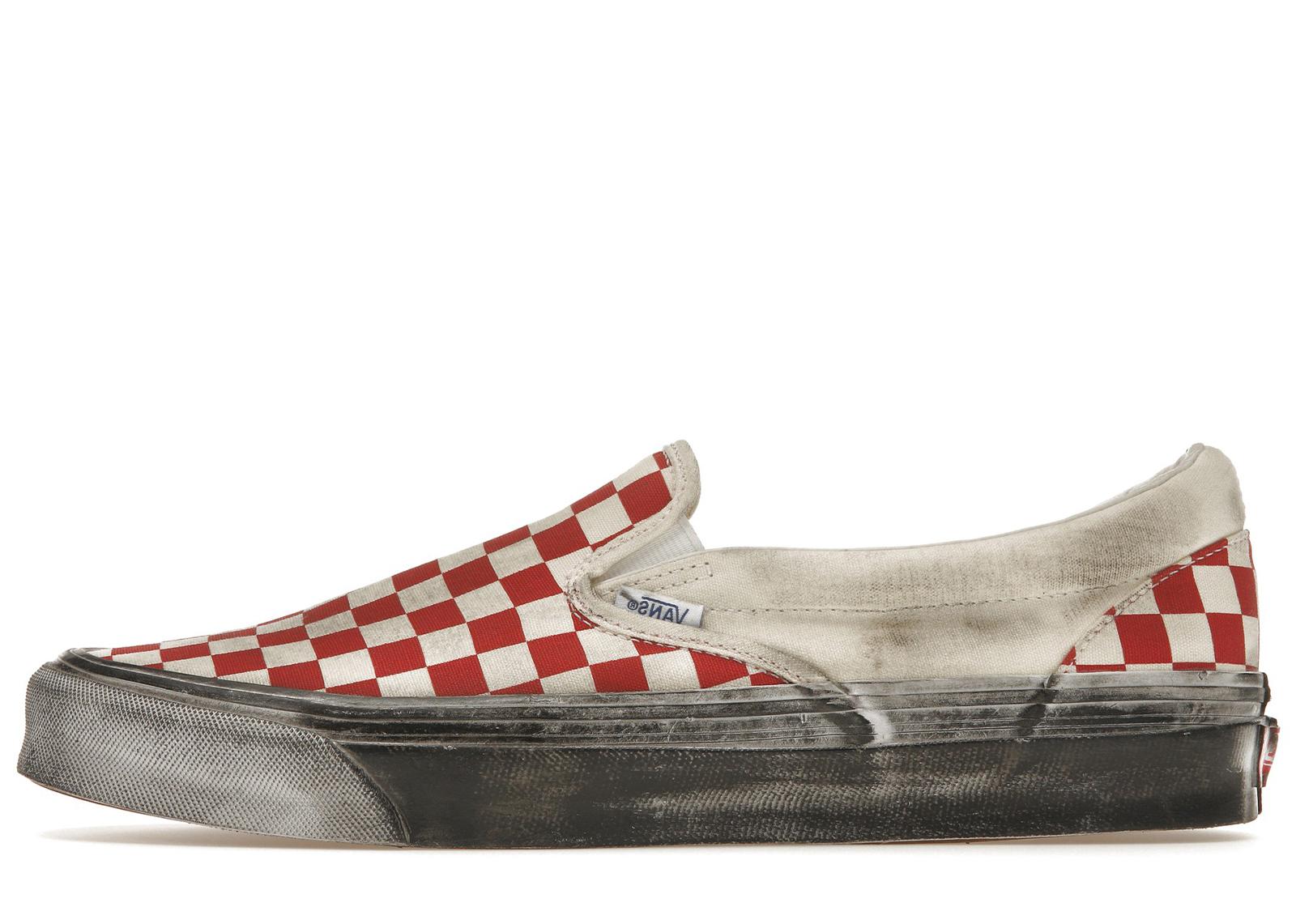 Vans Vault UA OG Classic Slip-On LX Stressed Red Checkerboard ...