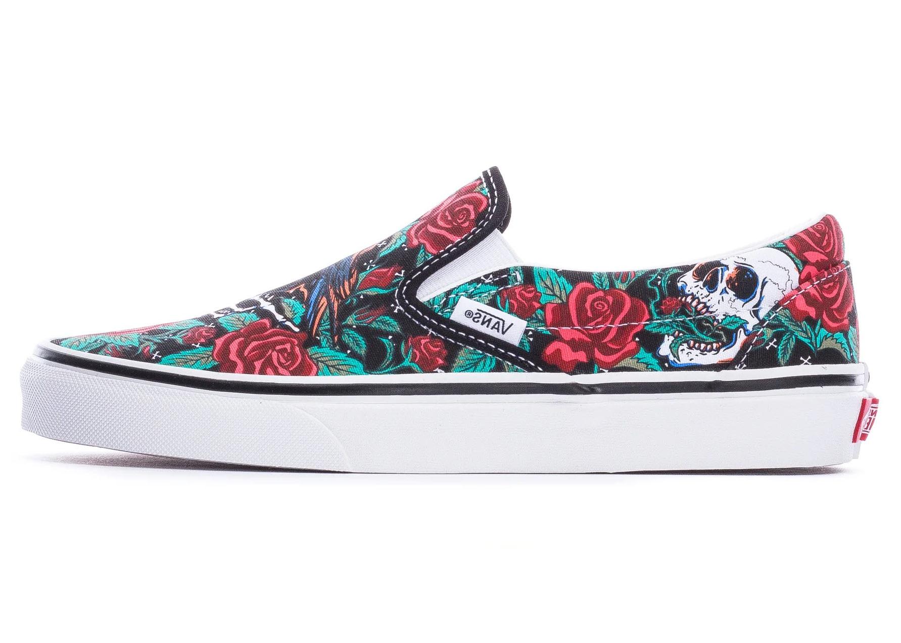 Vans Classic Slip On Rose Skulls VN0A7Q5D6BT | VANS - 슈프라이즈
