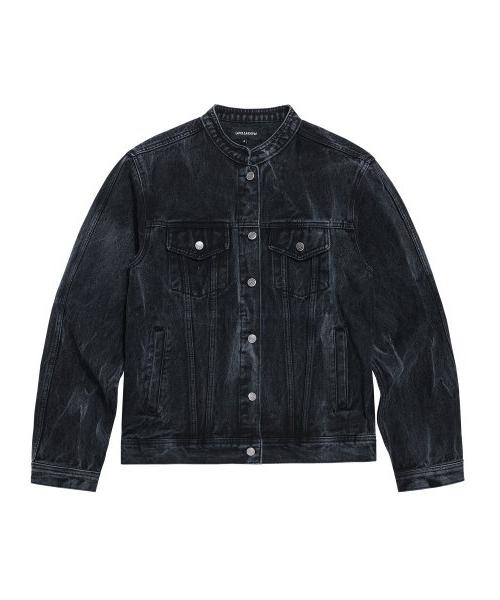 High neck denim biker jacket - BLACK WL233DJK01UBLK | WOOALONG - 슈프라이즈