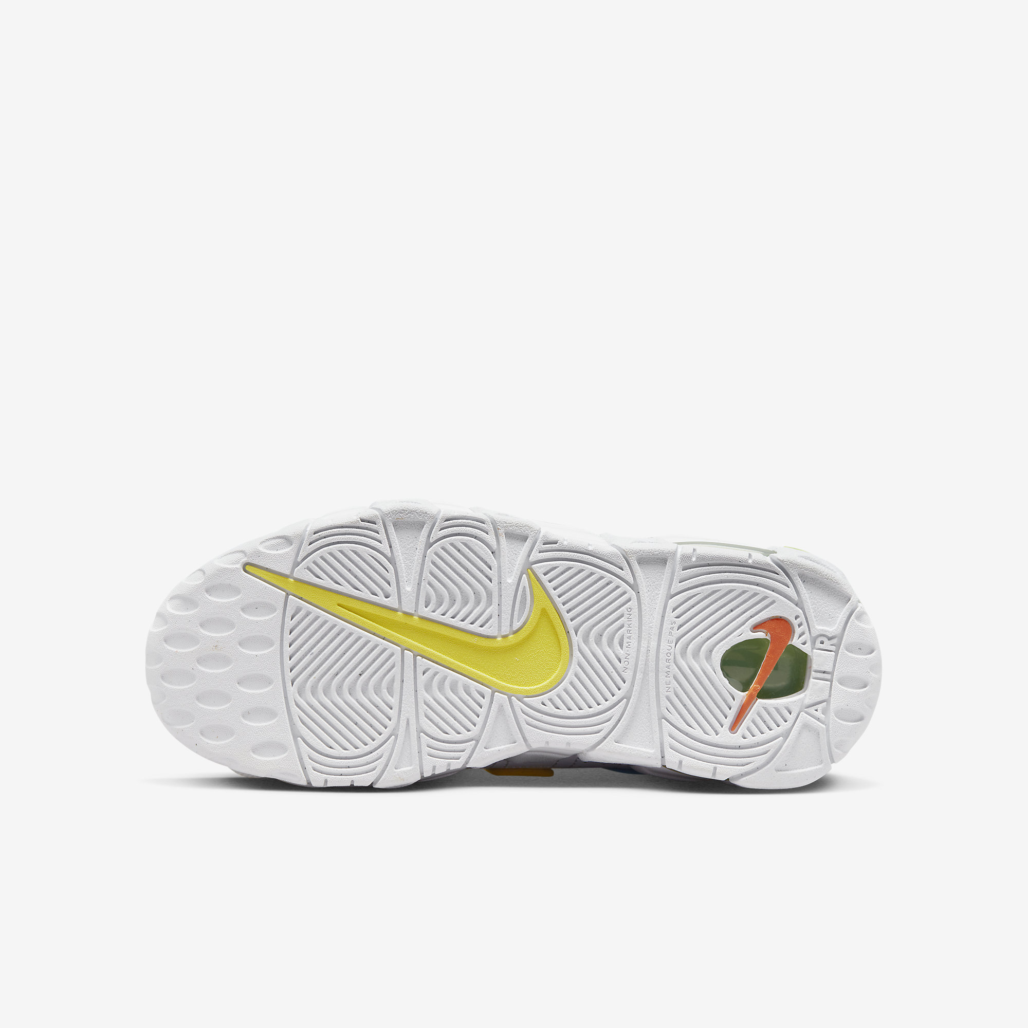나이키 에어 모어 업템포 GS 화이트 옵티 옐로우 세이프티 오렌지