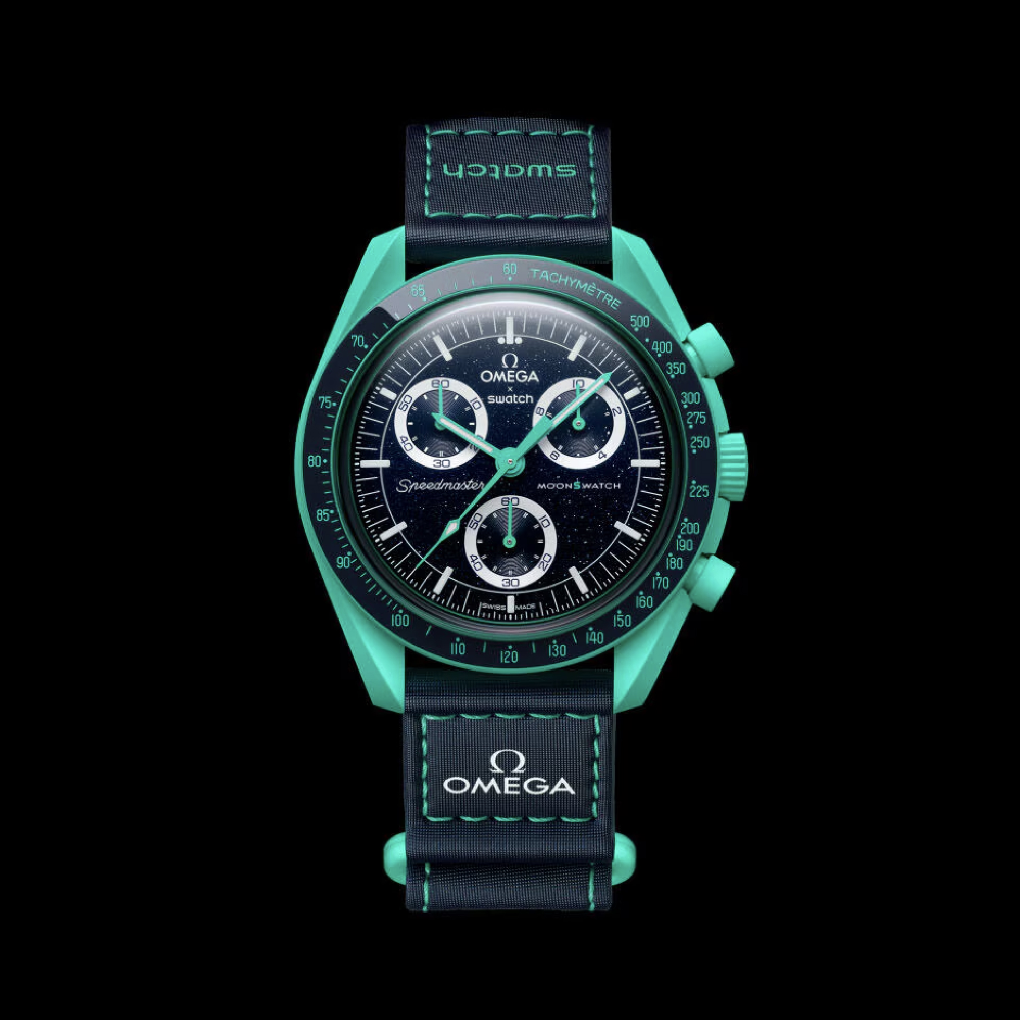 오메가 x 스와치 바이오세라믹 문스와치 미션 온 어스 폴라 라이트