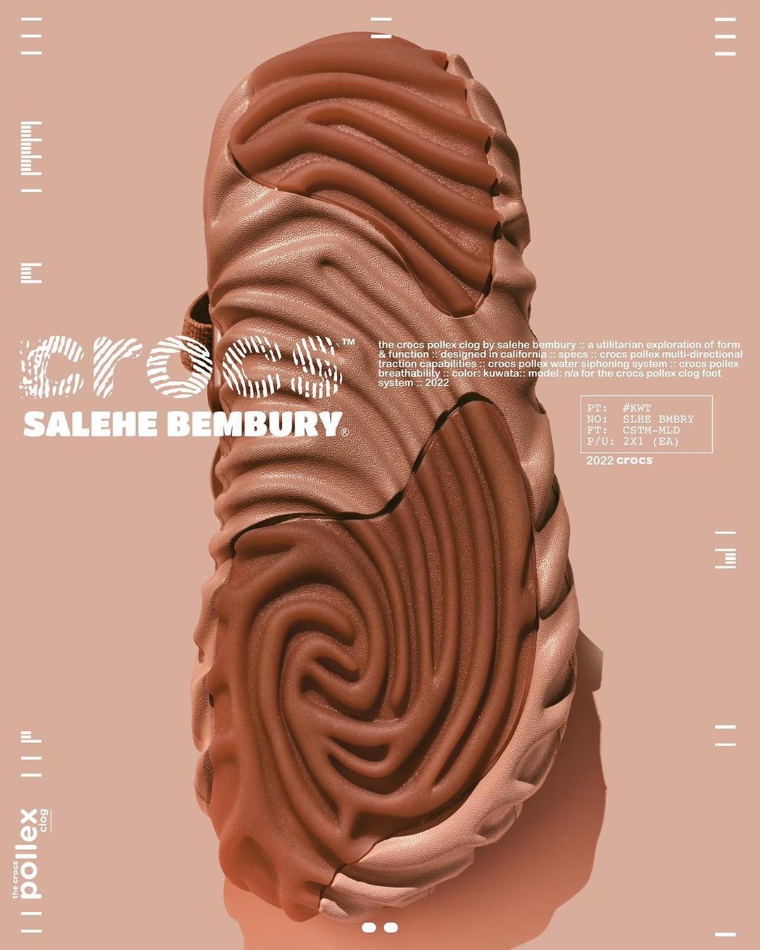 살레헤 벰버리와 크록스의 신작 폴렉스 클로그, '쿠와타'의 발매가 예고됐다 - 슈프라이즈 컬처